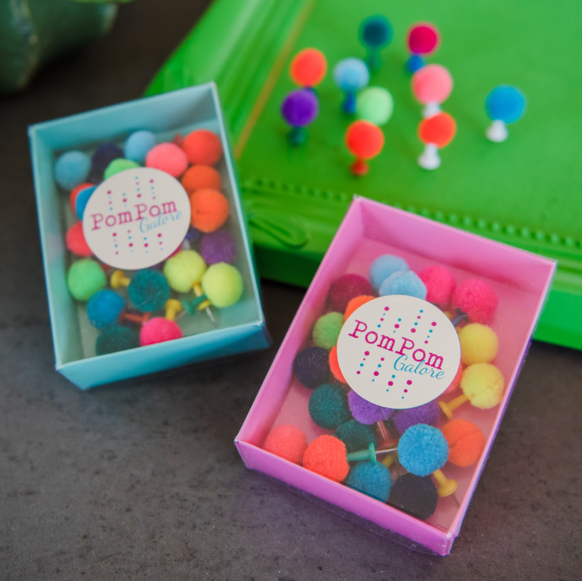 Push Pin Pom Pom - Colourful Yarn Push Pins | Tangerine Dream