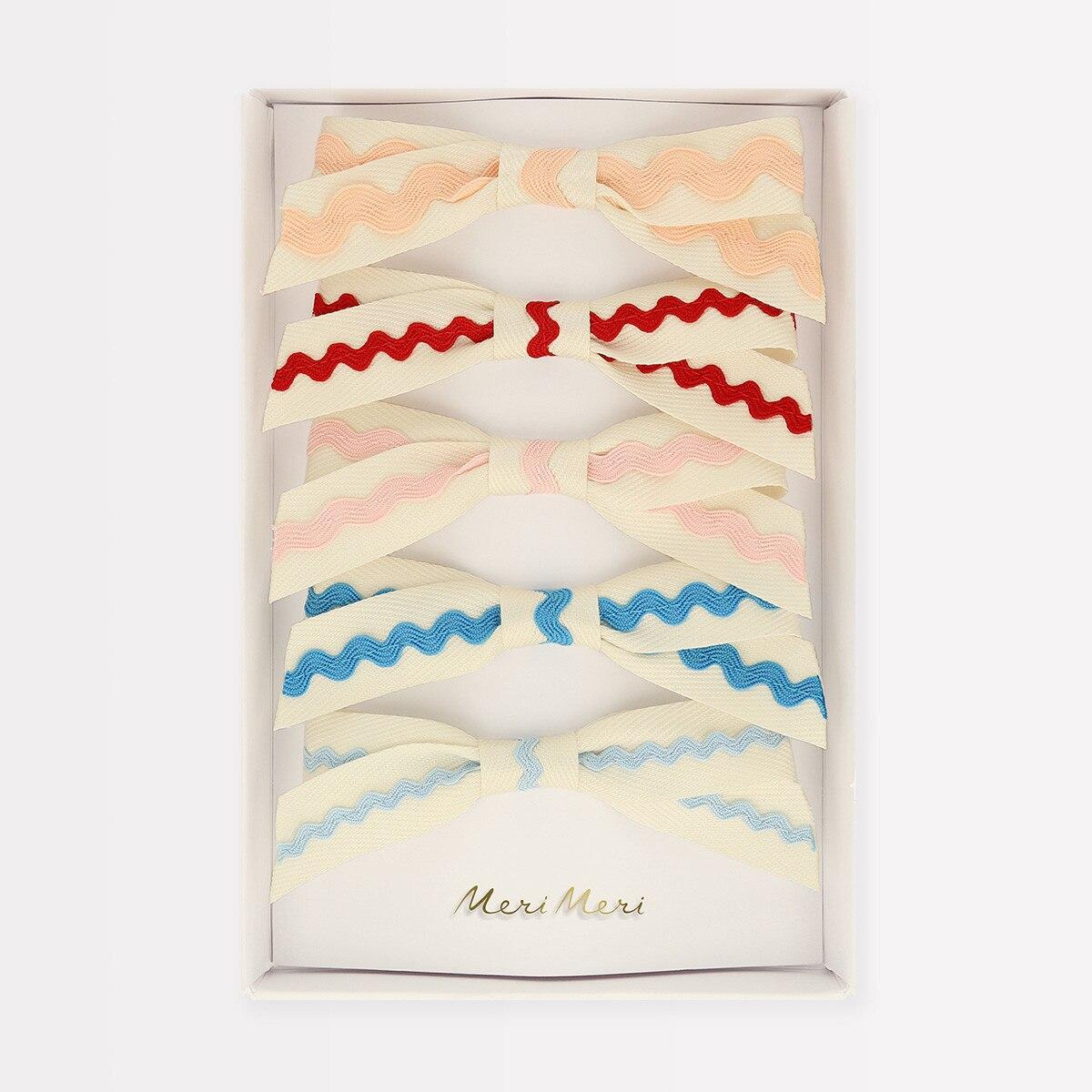 Ric rac bow hair clips – Tangerine Dream